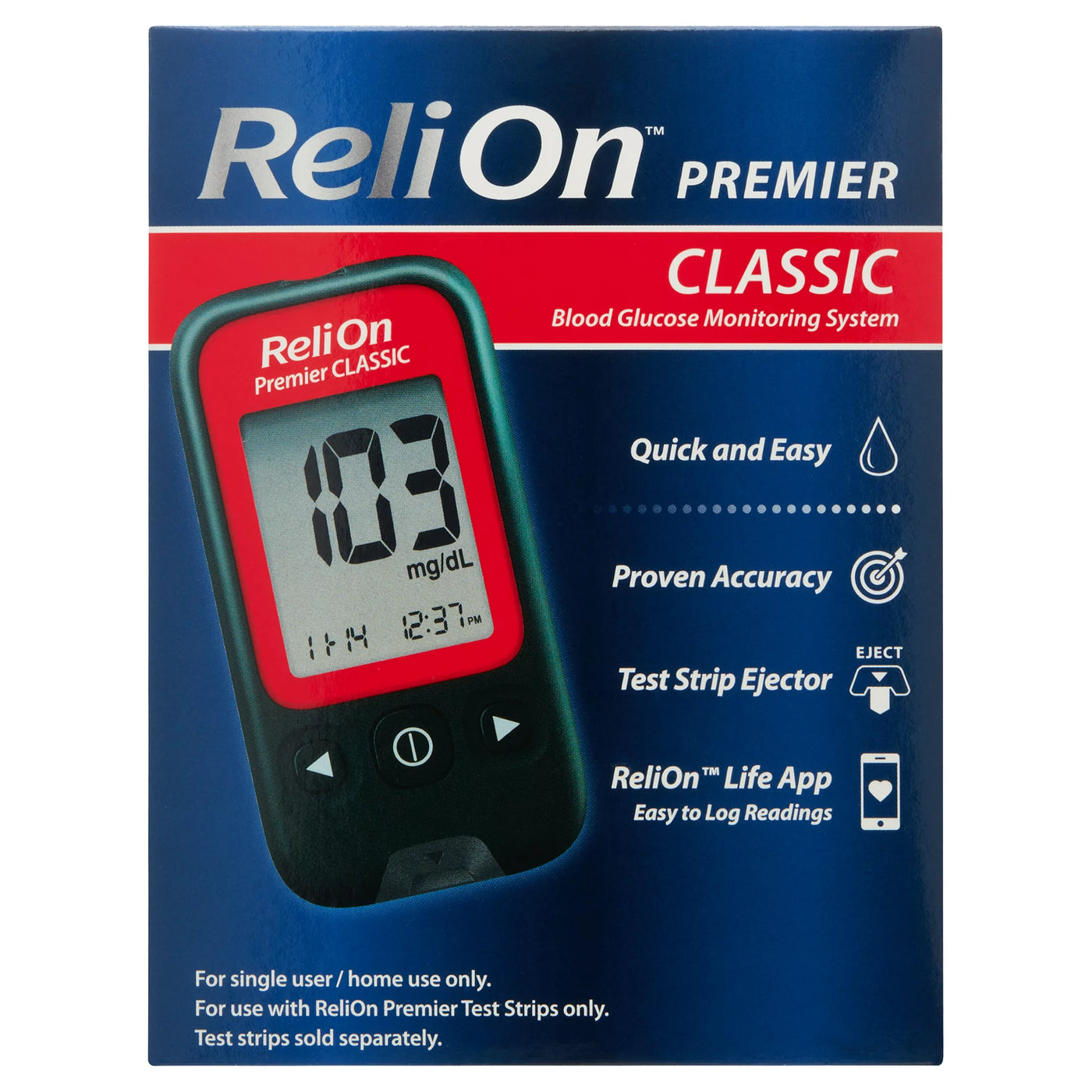 ReliOn Premier CLASSIC Blood Glucose Monitoring System – CUESTRIPS